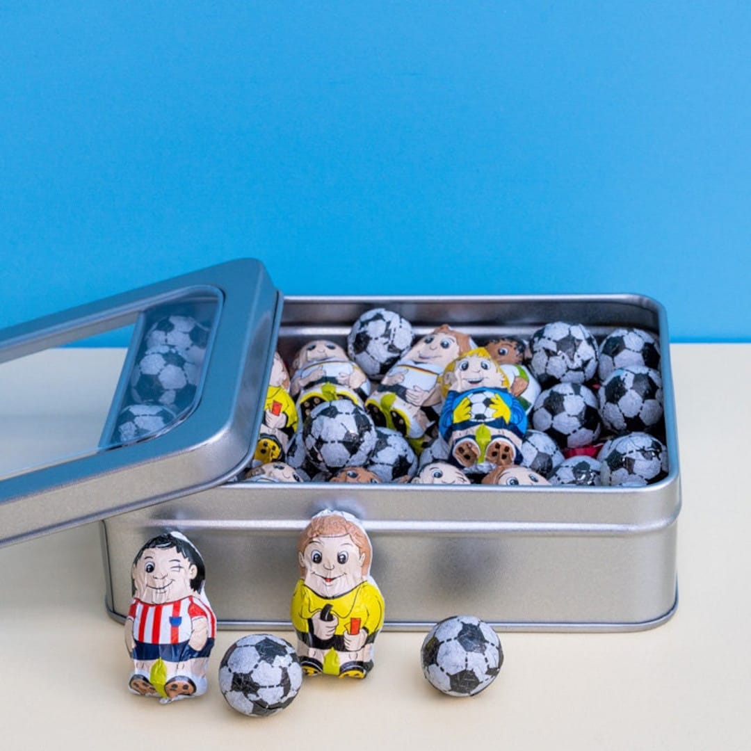 Novelty Chocolate Footballers and Football Gift Tin Football Gift - Etsy
