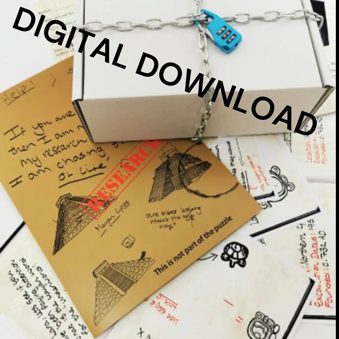 Mayan Escape Room Puzzle Box Digital Download Lockable Gift Box for the ...