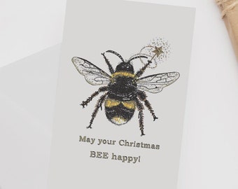 Bee Christmas Card - Etsy UK