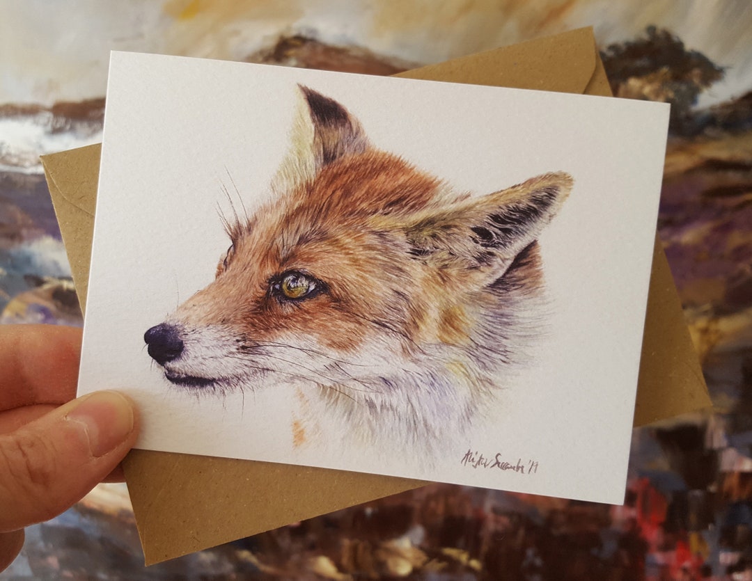 8 Pack of Fox Watercolour Print Greeting Cards, Wildlife Card, Fox ...