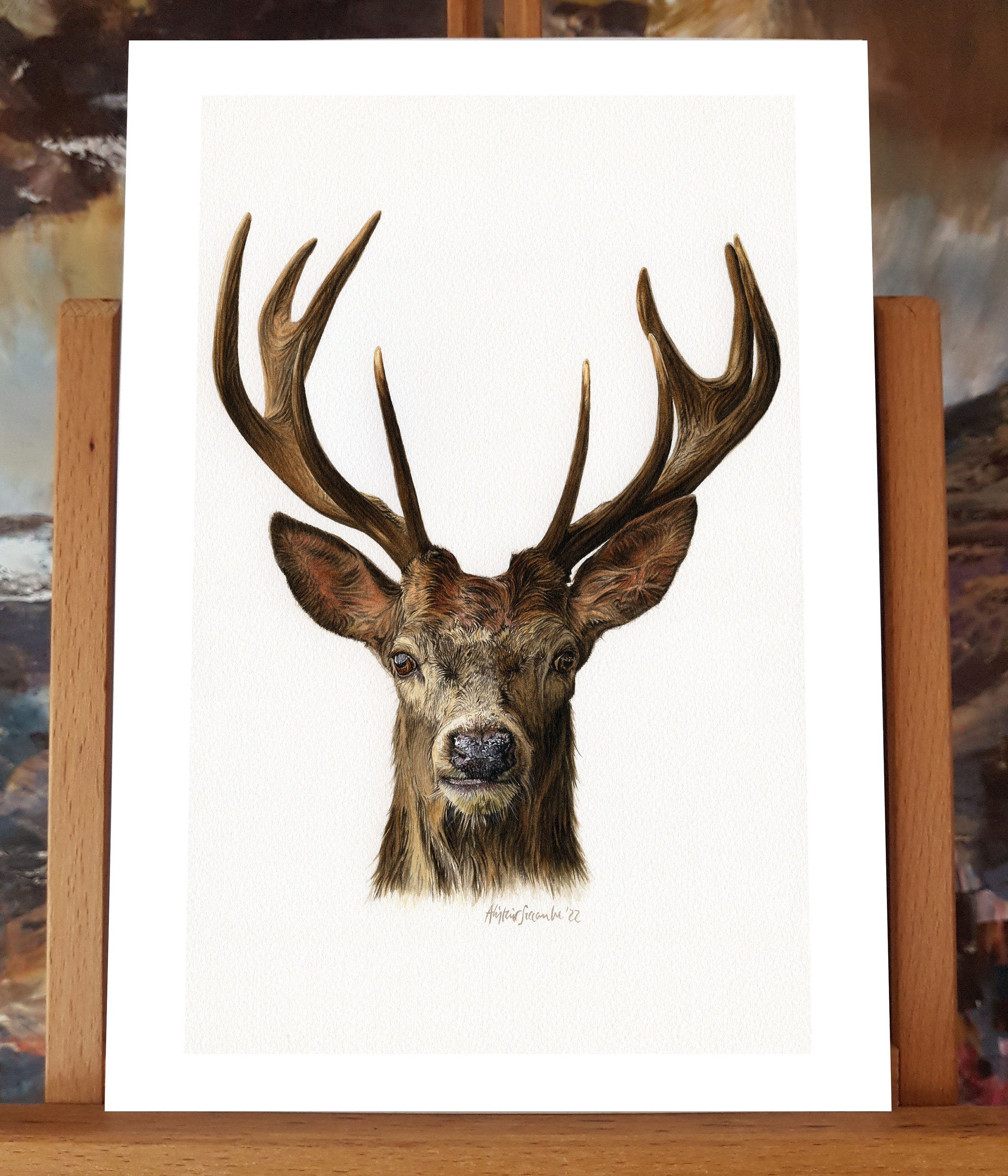 Ten Point Buck Print, Wildlife Art Print on Velvet Etching Fine Art ...