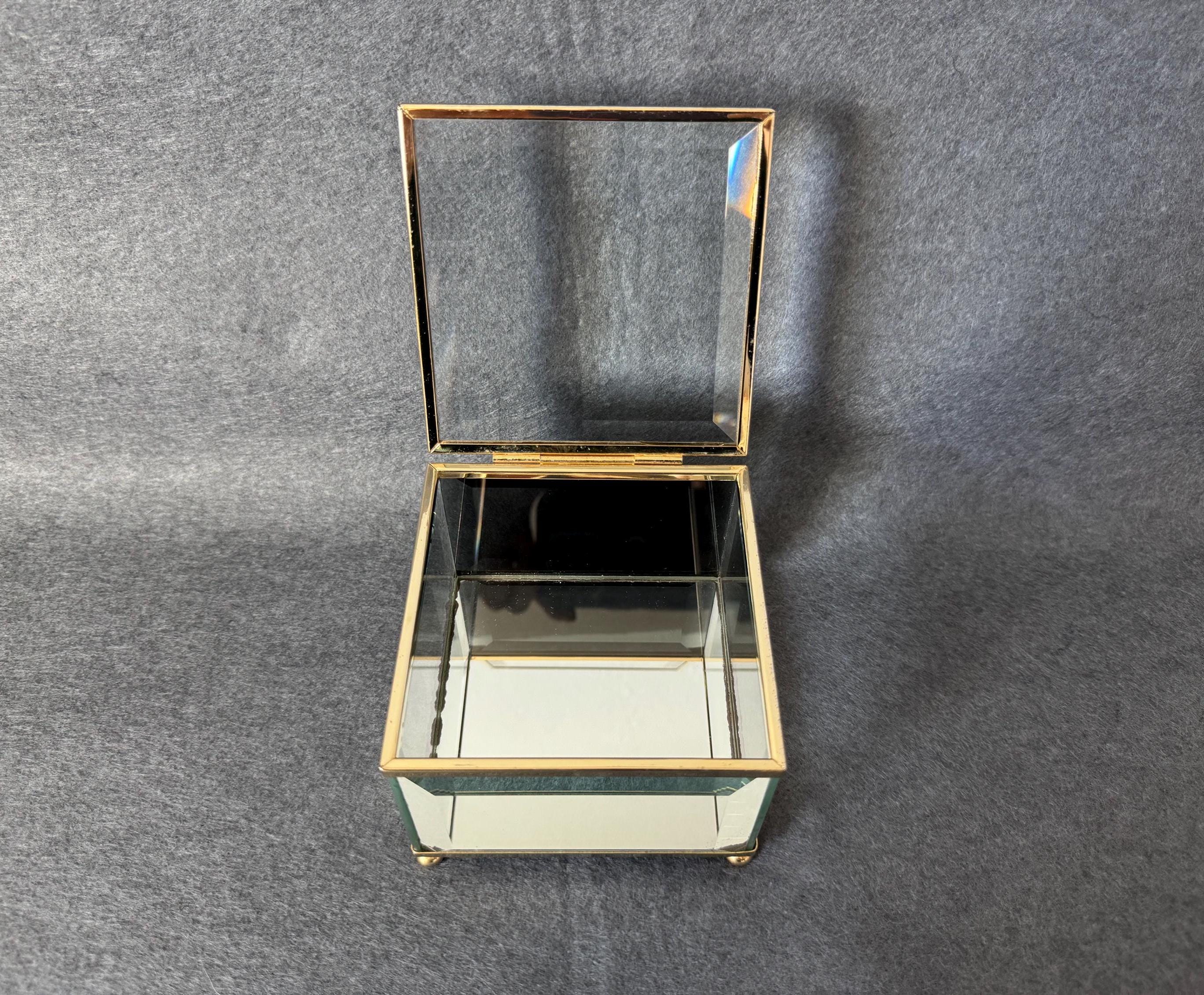 Decorative Glass Mirror Jewelry Box, Gold Trim & Feet / Vintage Home ...