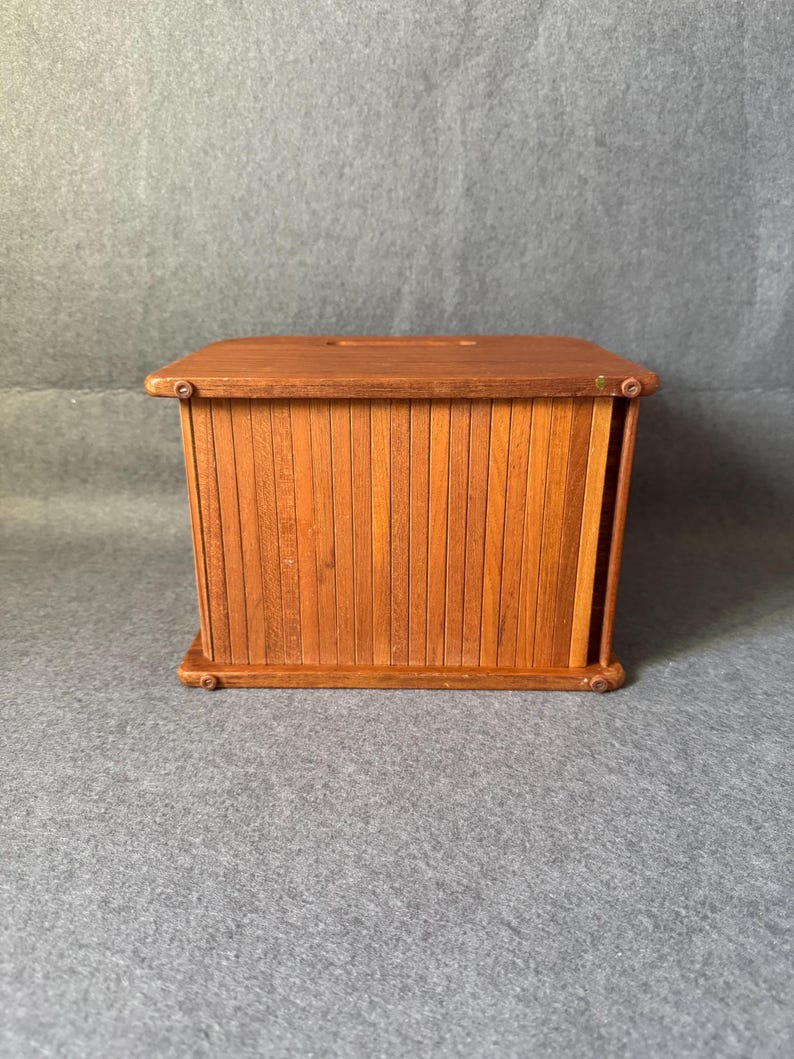 Vintage Mid Century Modern Teak Tambour Roll-top Box | Danish Modern ...