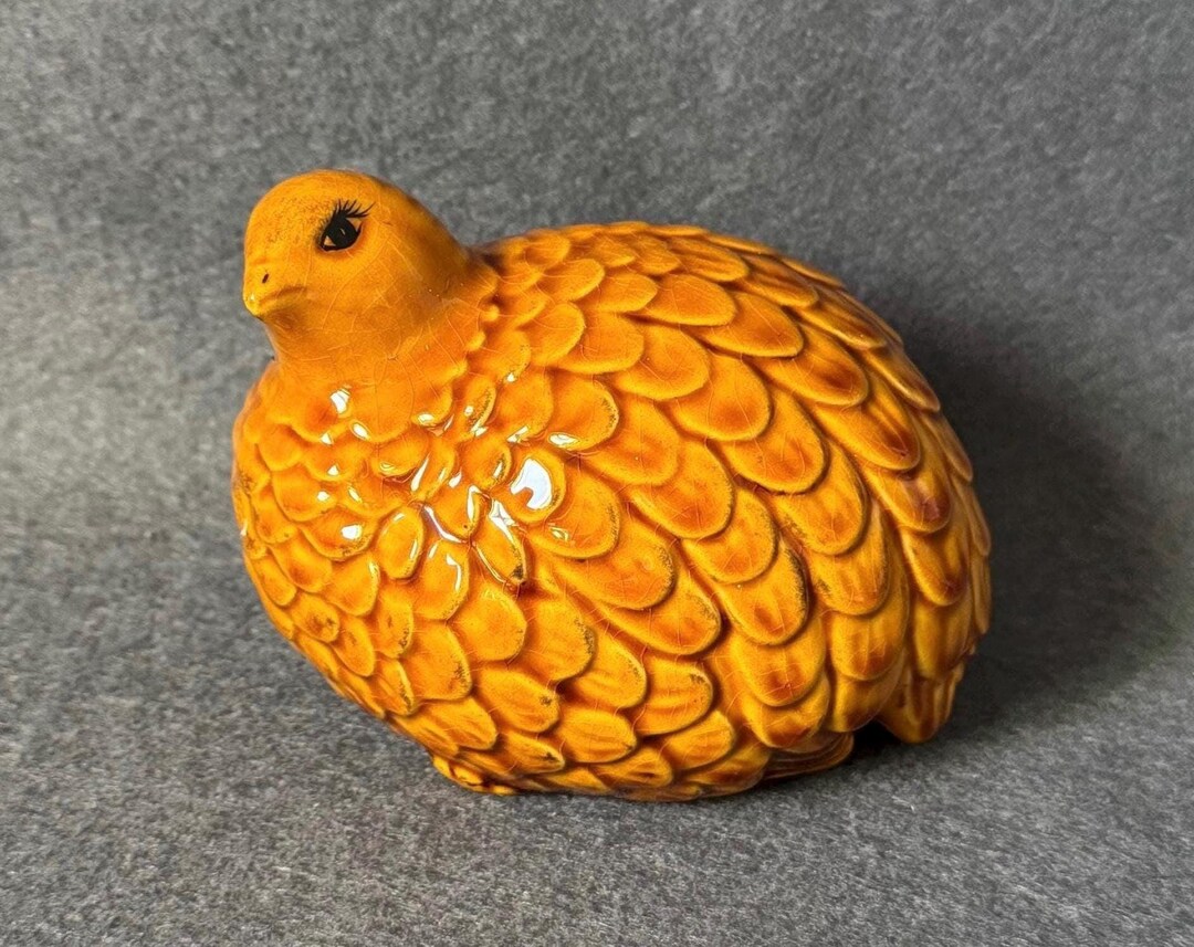 Decorative Mustard Brown Porcelain Ceramic Nesting Quail Bird Figurine ...