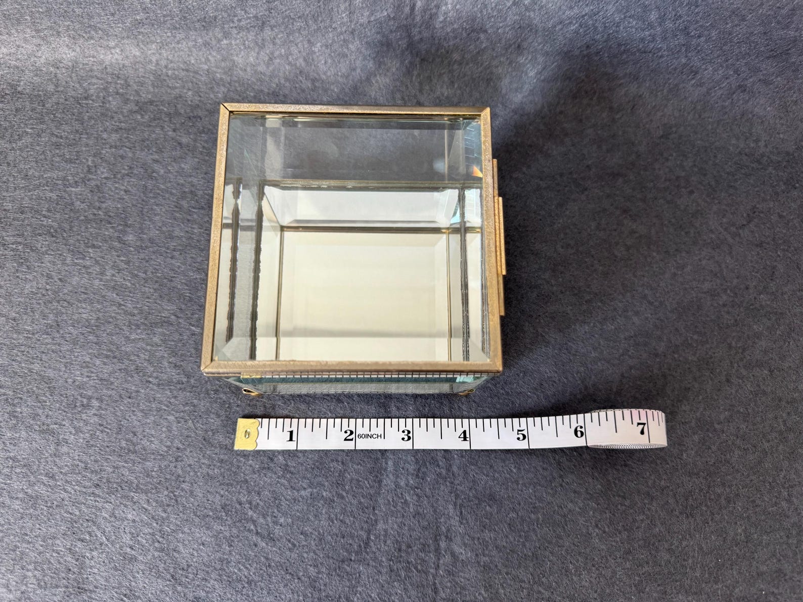 Decorative Glass Mirror Jewelry Box, Gold Trim & Feet / Vintage Home ...
