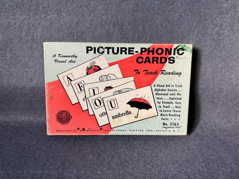 Vintage Kenworthy Picture Phonics Flash Cards, Alphabet Teaching ...