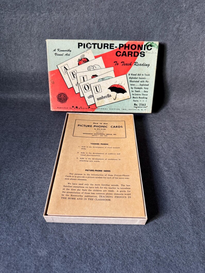 Vintage 1955 Kenworthy Phonics Flash Cards - MCM Schoolhouse Decor ...