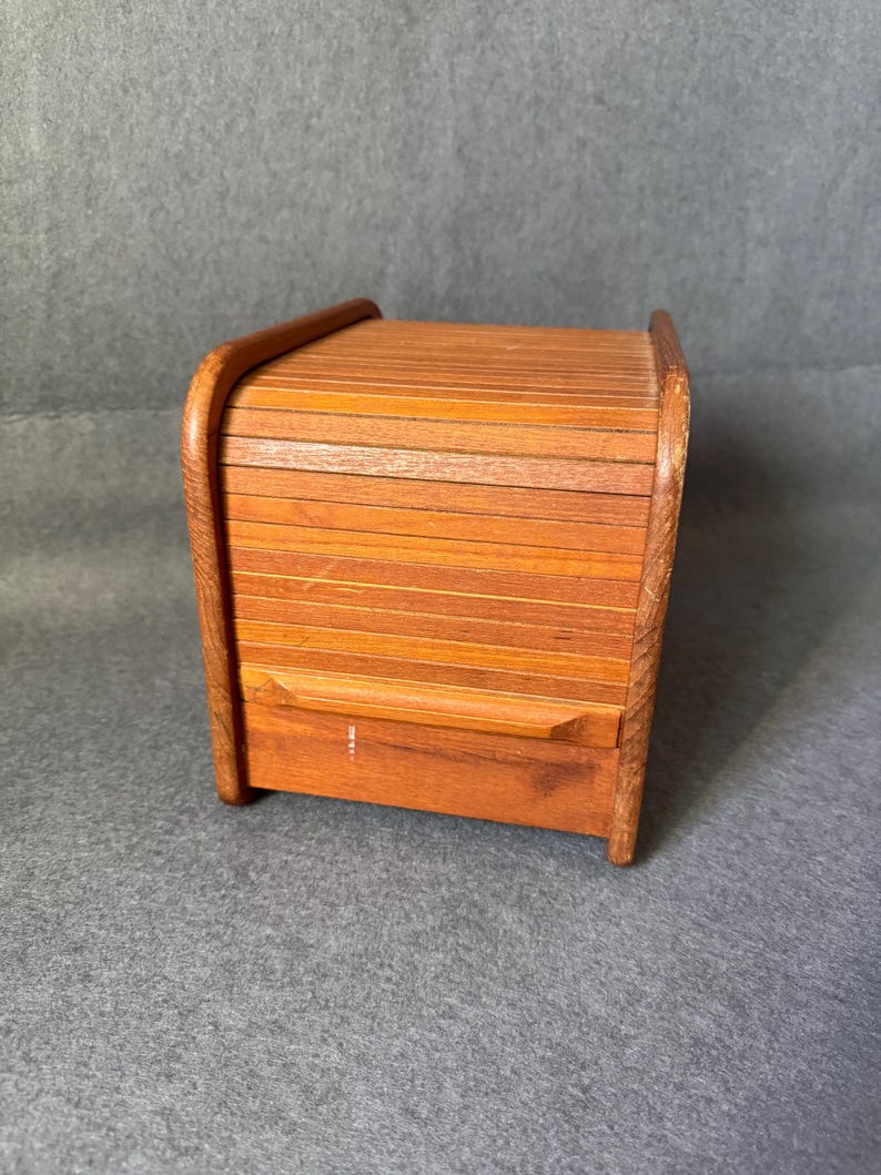 Vintage Mid Century Modern Teak Tambour Roll-top Box | Danish Modern ...