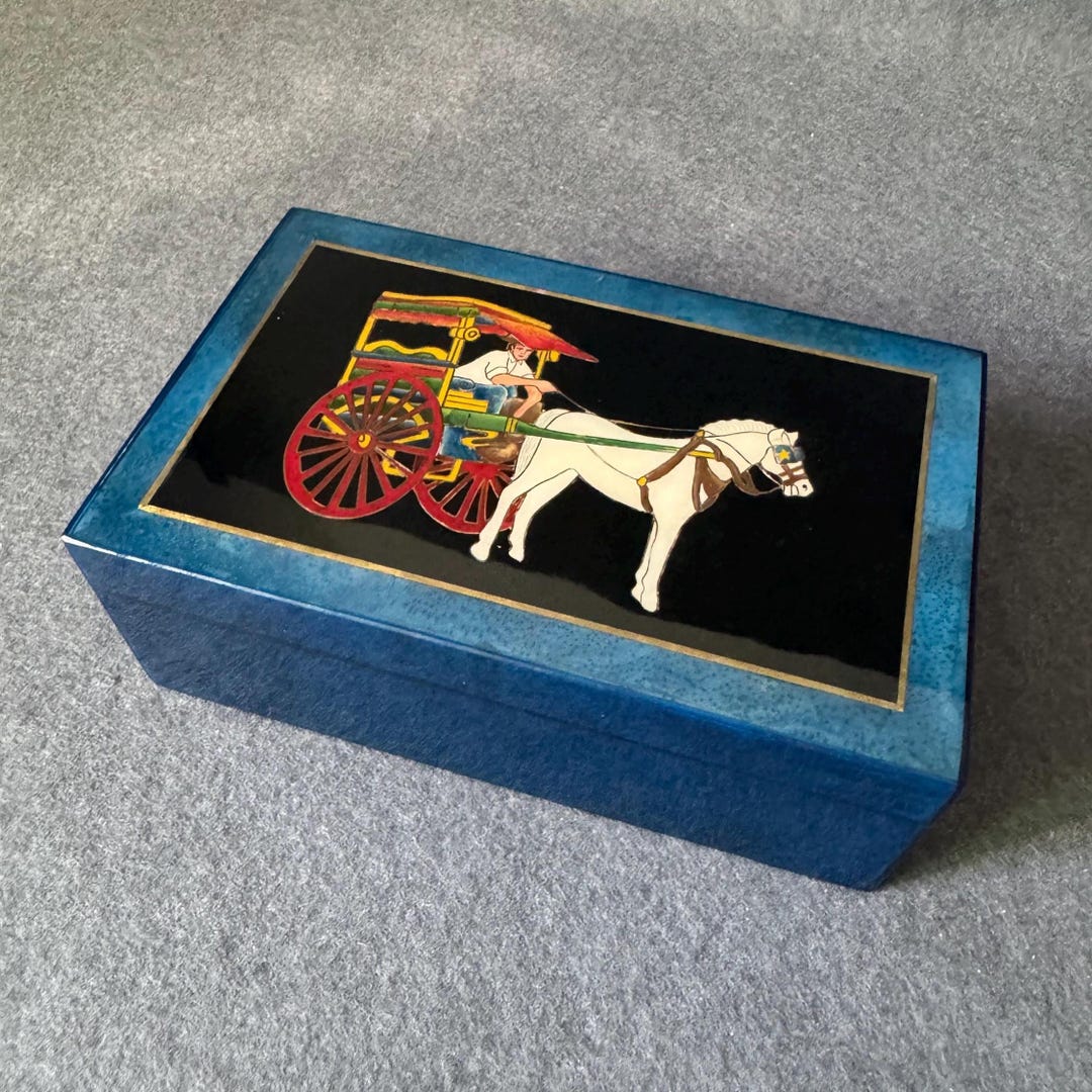 Vintage Philippine Kalesa Jewelry Box, Lacquered Bakelite Trinket Case ...