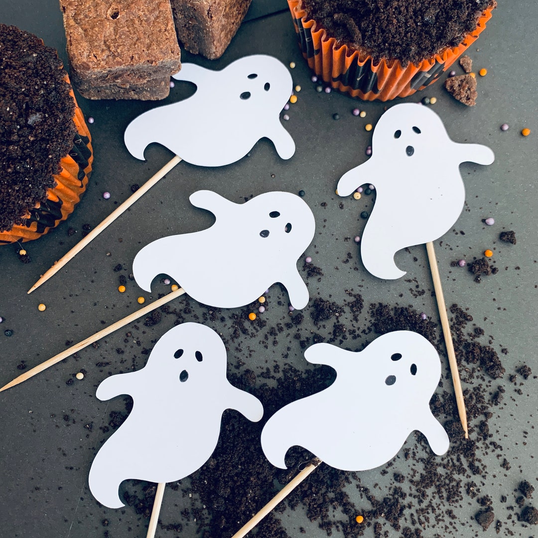 Halloween GHOST Cupcake Topper Set 6 - Etsy