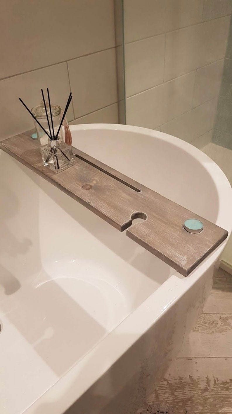 Ash Barn Rustic Grey Wooden Bath Rack Gray Rustic Bath Tray | Etsy