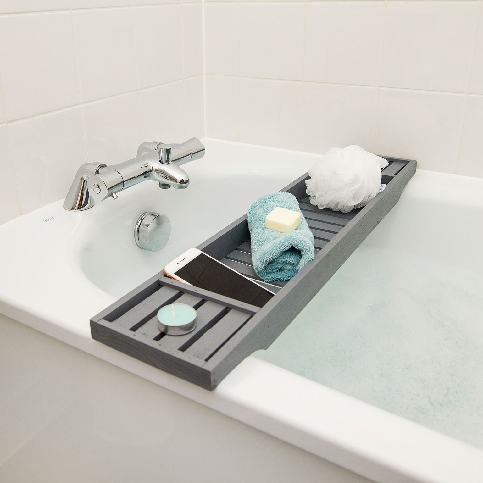 Wooden Grey Bath Rack Over the Bath Storage Tray Bath Board - Etsy UK