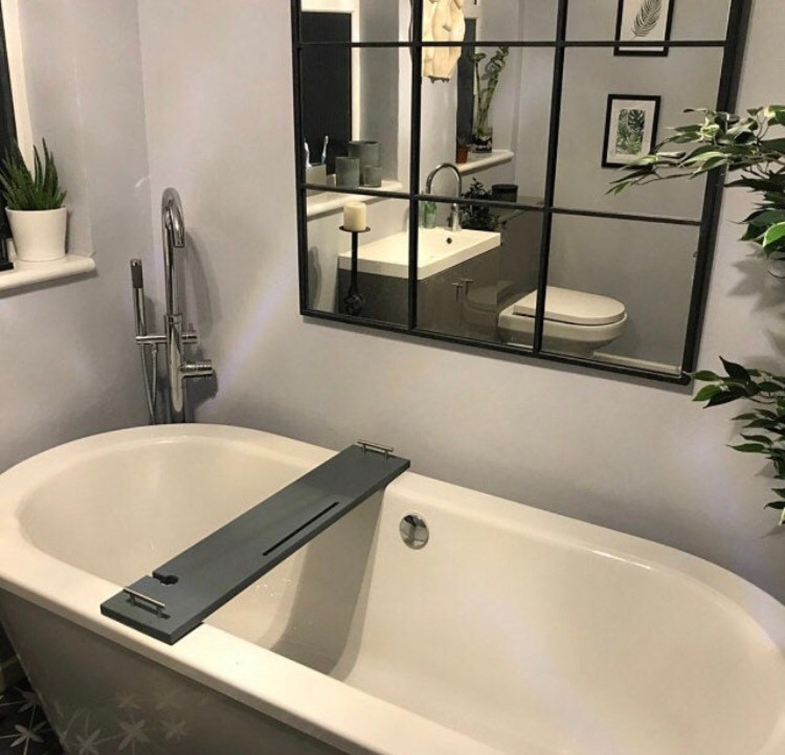 Grey Bath Rack Over the Bath Storage Tray With Silver Brushed - Etsy UK