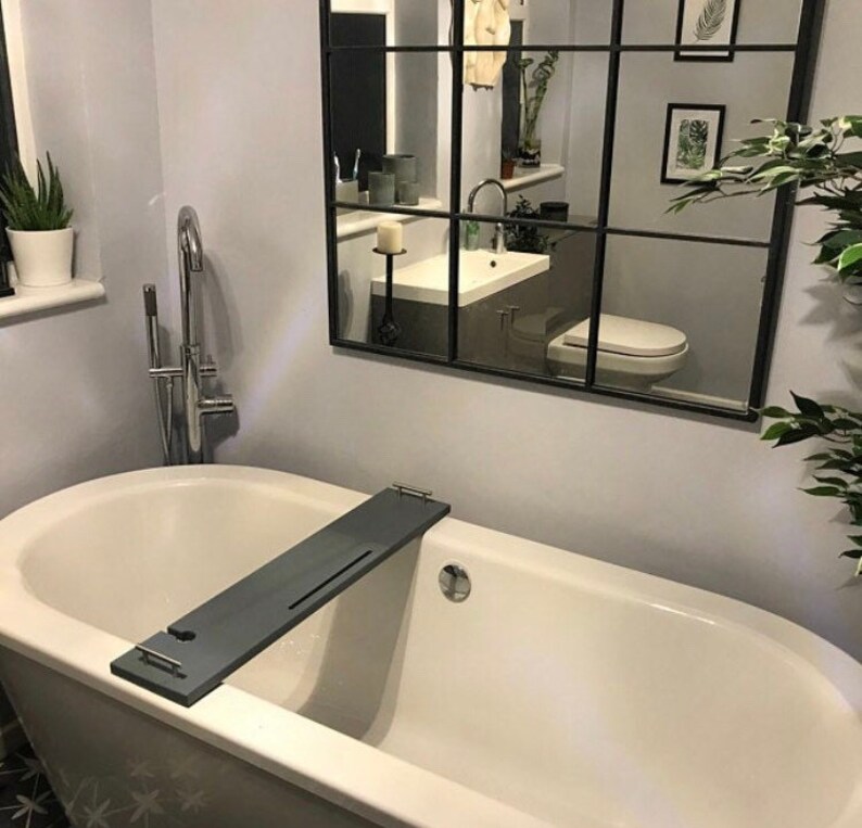 Grey Bath Rack Over the Bath Storage Tray With Silver Brushed - Etsy UK