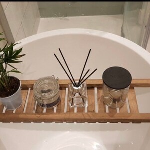 American Walnut Wooden Bath Rack Grid Over the Bath Tub Storage Tray ...