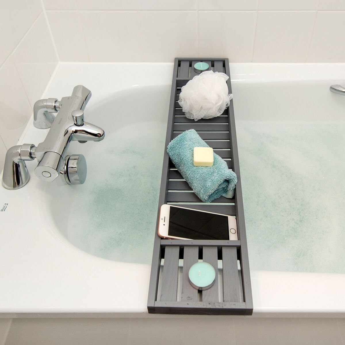 Wooden Grey Bath Rack Over the Bath Storage Tray Bath Board - Etsy UK