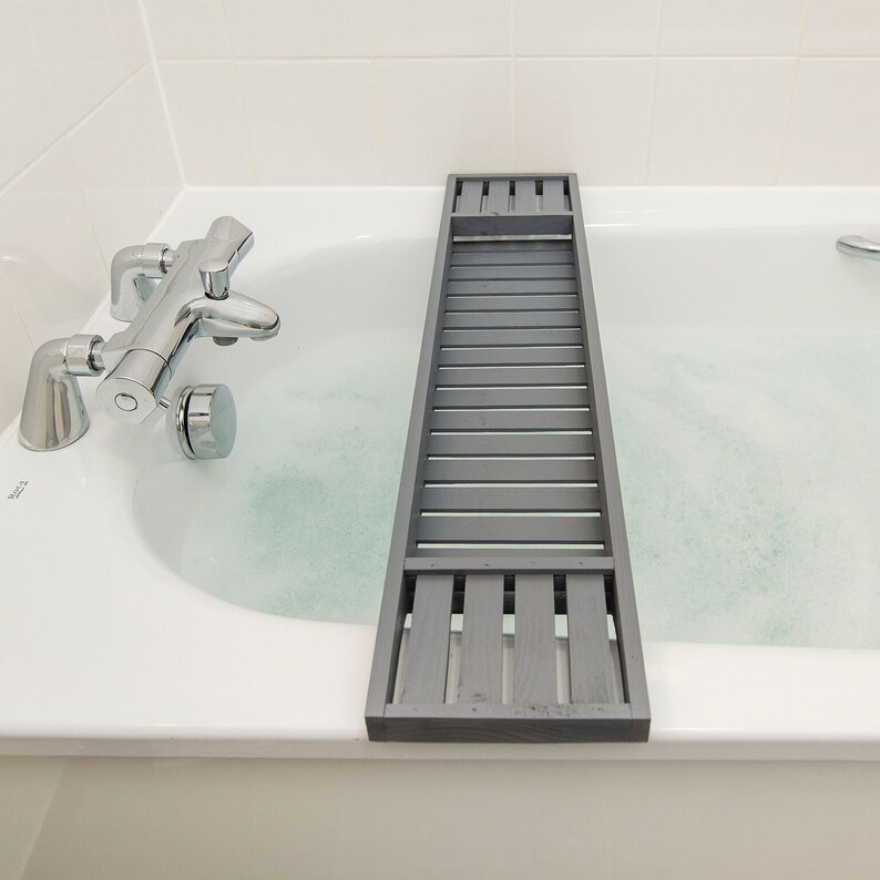Wooden Grey Bath Rack Over the Bath Storage Tray Bath Board - Etsy UK