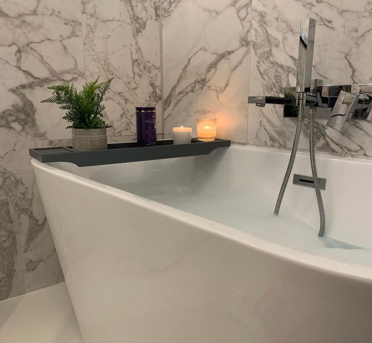 Wooden Grey Bath Rack Over the Bath Storage Tray Bath Board - Etsy UK