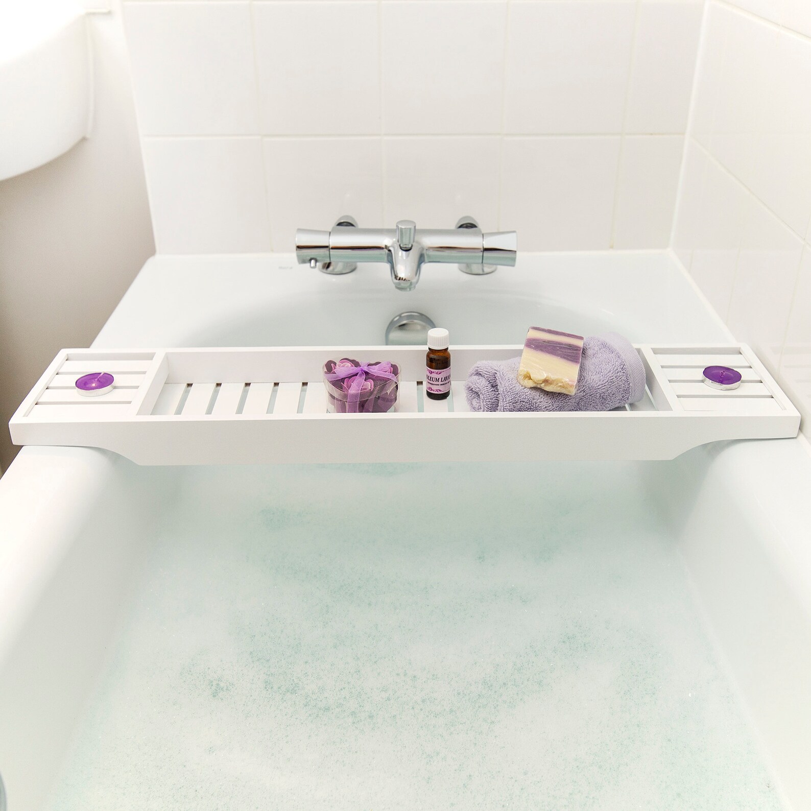 Solid Pine Wood Handmade White Bathtub Rack Bridge Caddy - Etsy UK