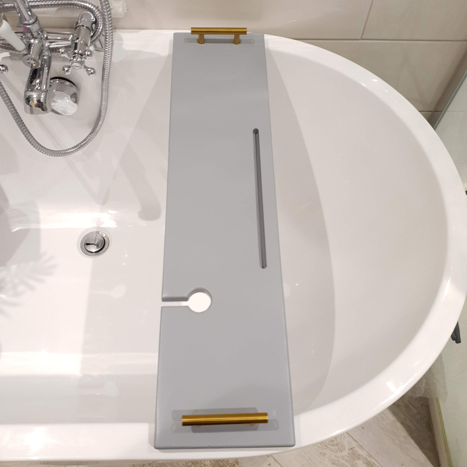 Grey Bath Rack Over the Bath Storage Tray With Gold Brushed - Etsy