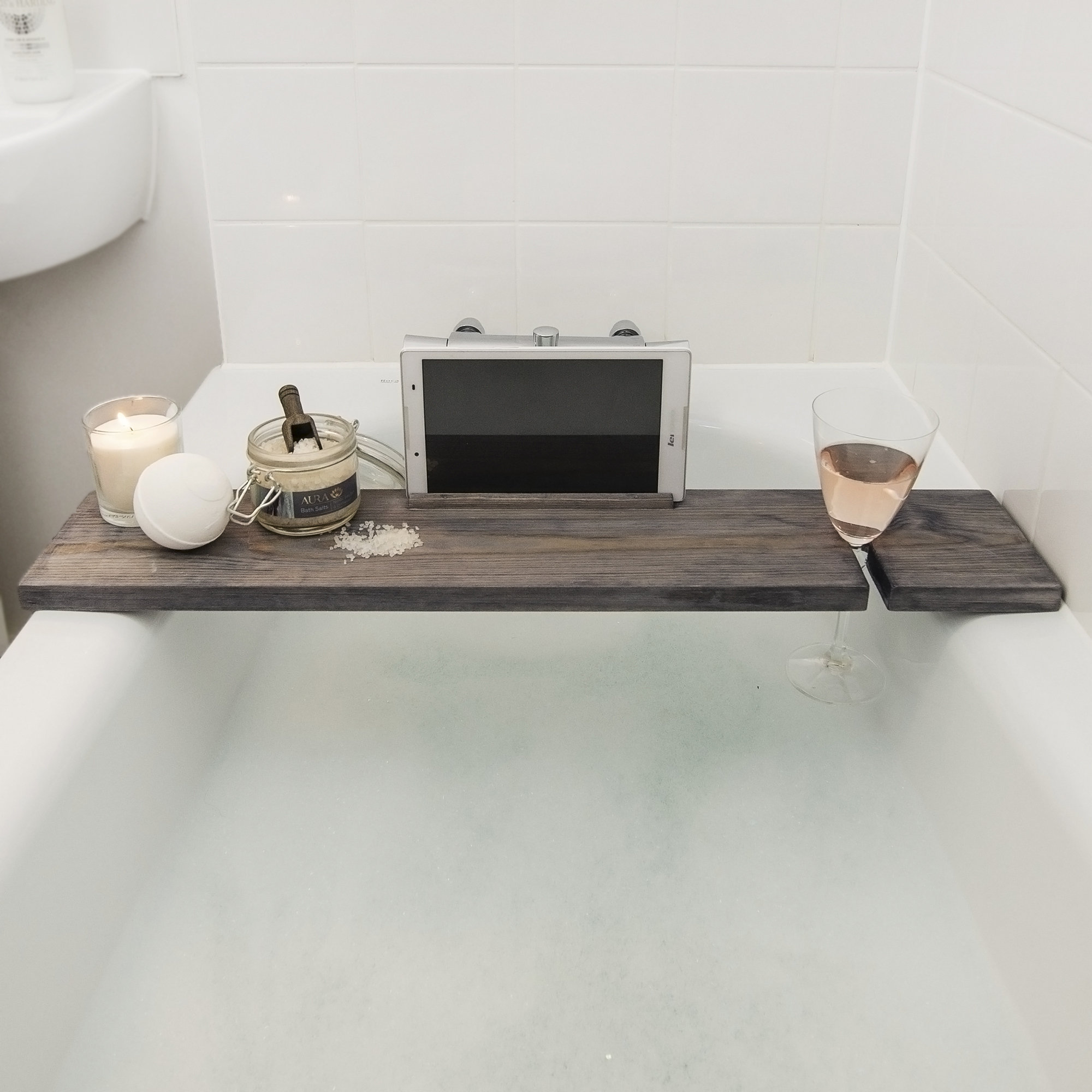 Rustic Hazel Solid Pine Wood Handmade Bathtub Rack Bridge | Etsy