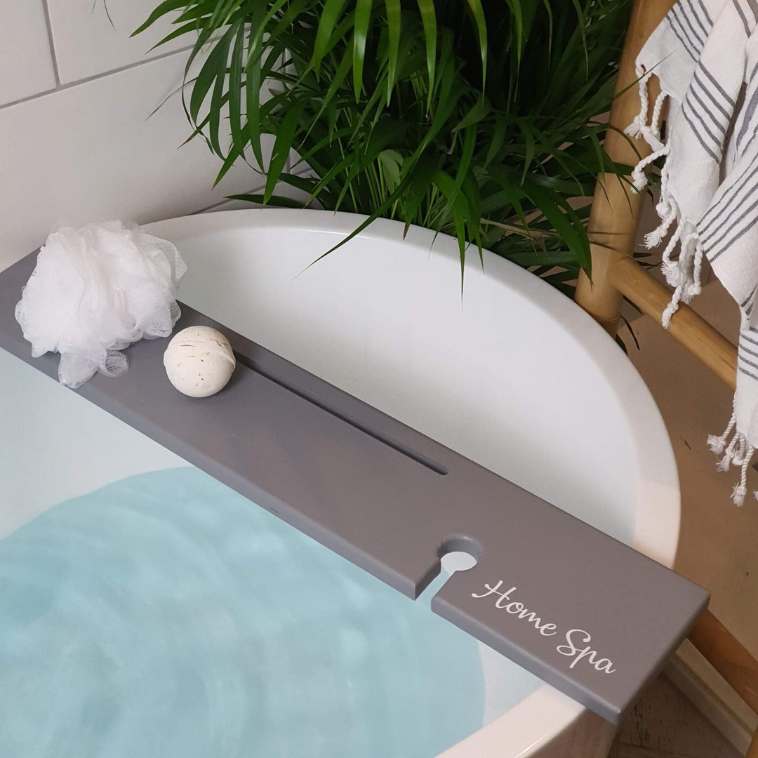 Home Spa Grey Bath Rack Over the Bath Storage Caddy Bathtub Tray Bath ...