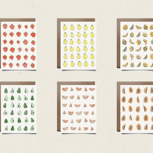 Greeting Card Set: Cute Fruit Collection (6 Cards) - Etsy