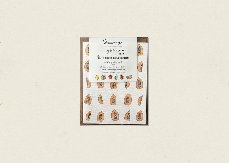 Greeting Card Set: Cute Fruit Collection (6 Cards) - Etsy