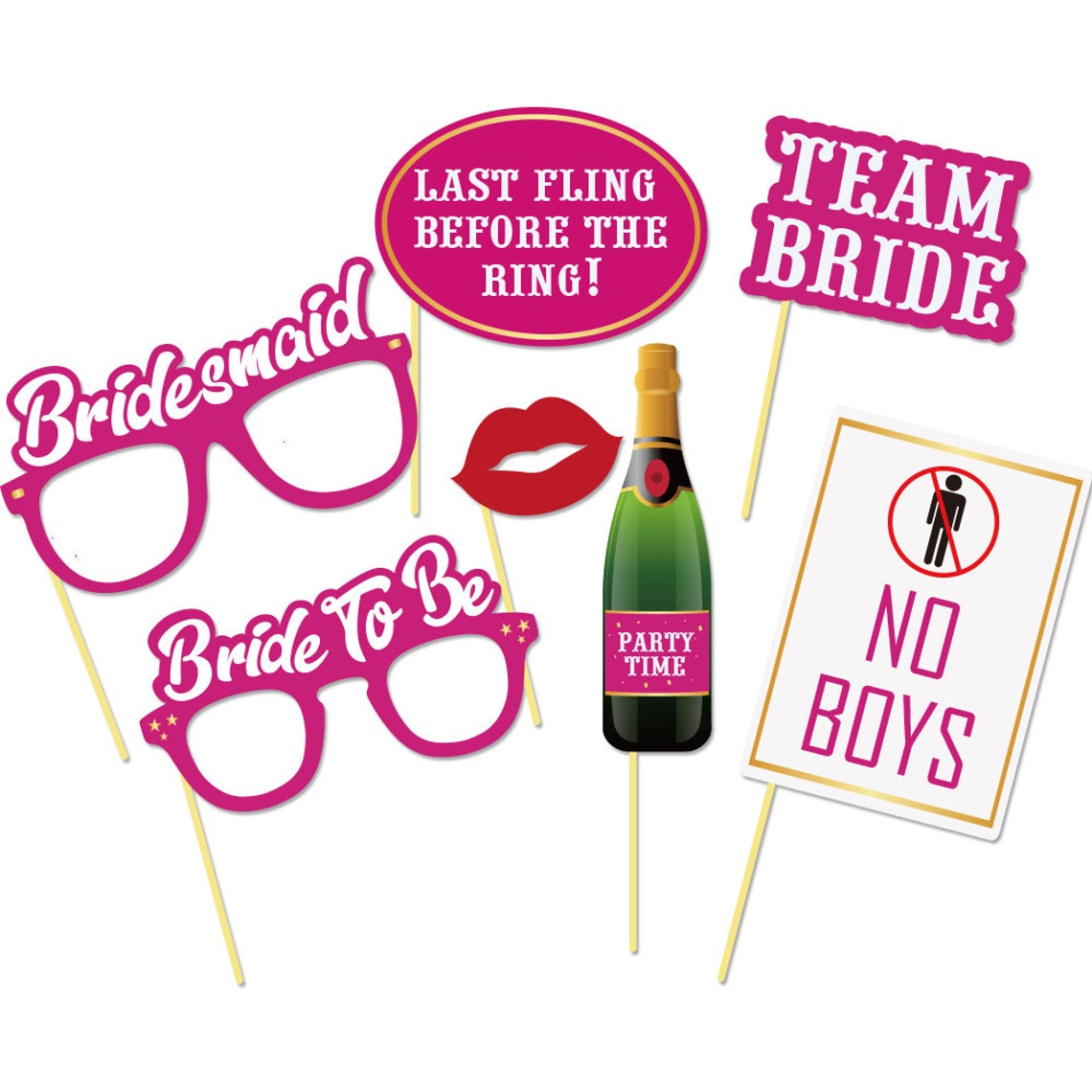 SALE 17 Pieces Bachelorette Party Photo Booth Props Bride | Etsy