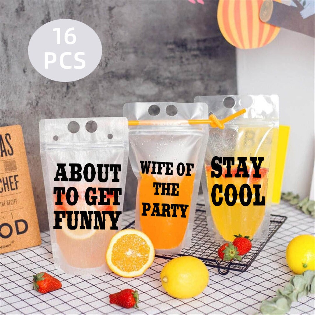 Drinking Pouch Set, Bachelorette Party Favors, Reusable Drink Pouches ...