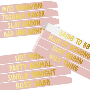 12 Rose Gold Sash Setteam,bachelorette Sash Set for Bridesmaids,maid of ...