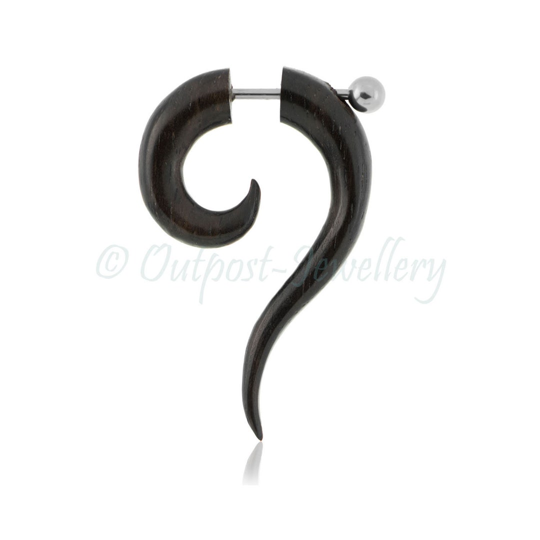 1 X Fake Ear Stretcher Iron Wood Curly Thai Spiral Snake Tail Style ...