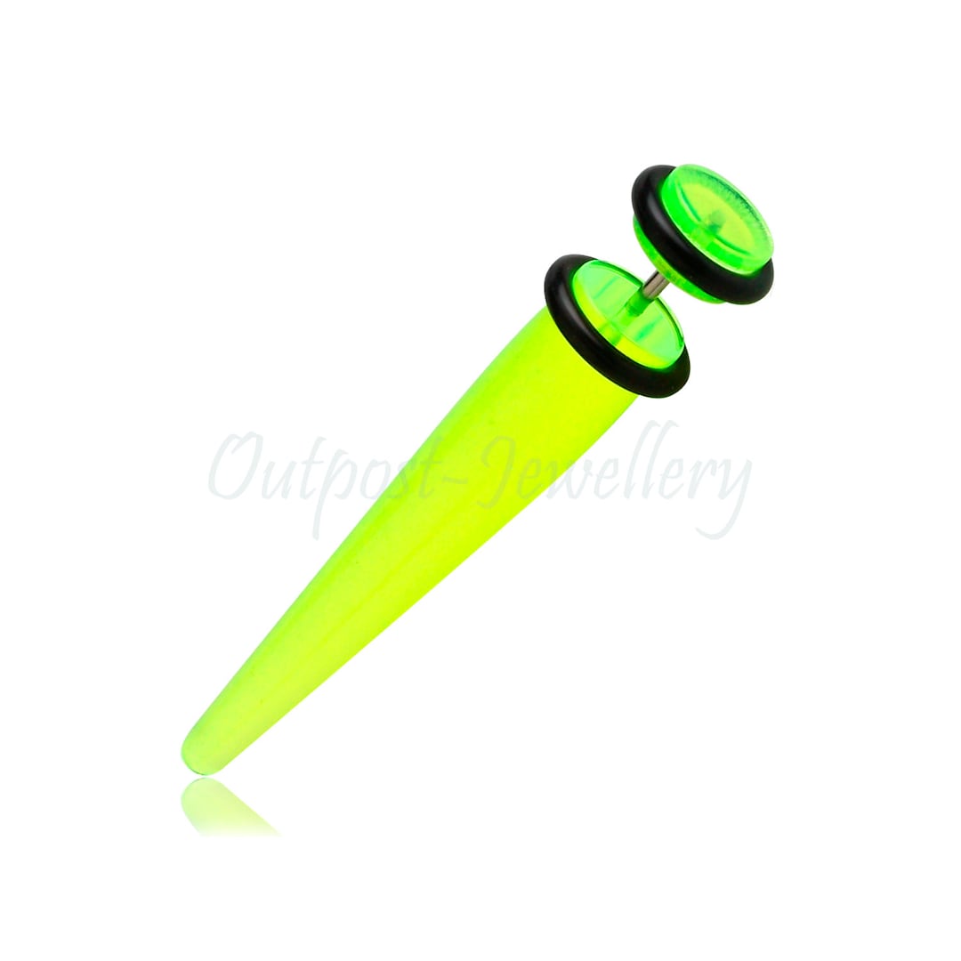 1 X Fake Ear Stretcher Plug Yellow Expander Taper Plug Surgical Steel ...