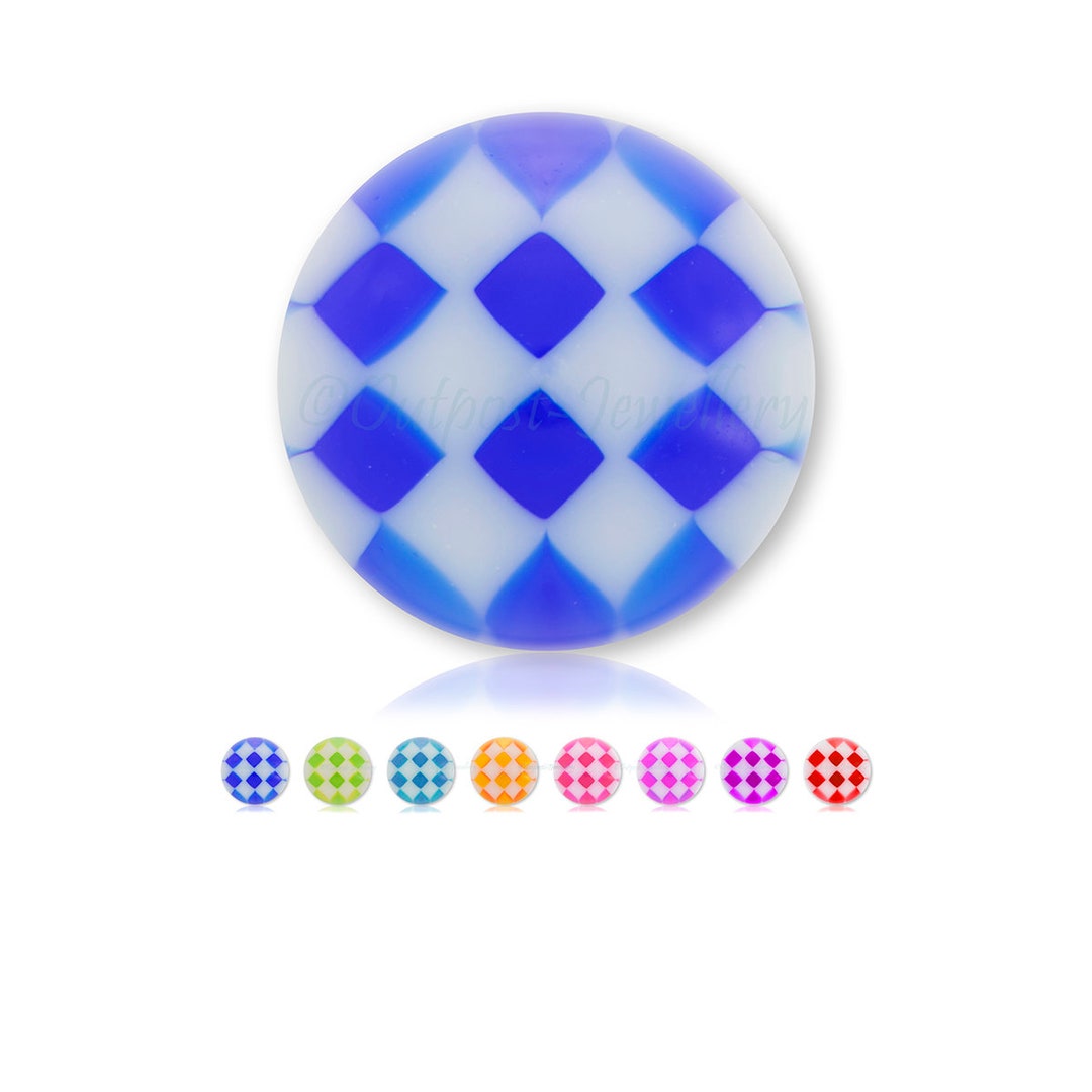 Checker Ball Replacement Colourful & Fun for Piercing Bars Spare Part ...