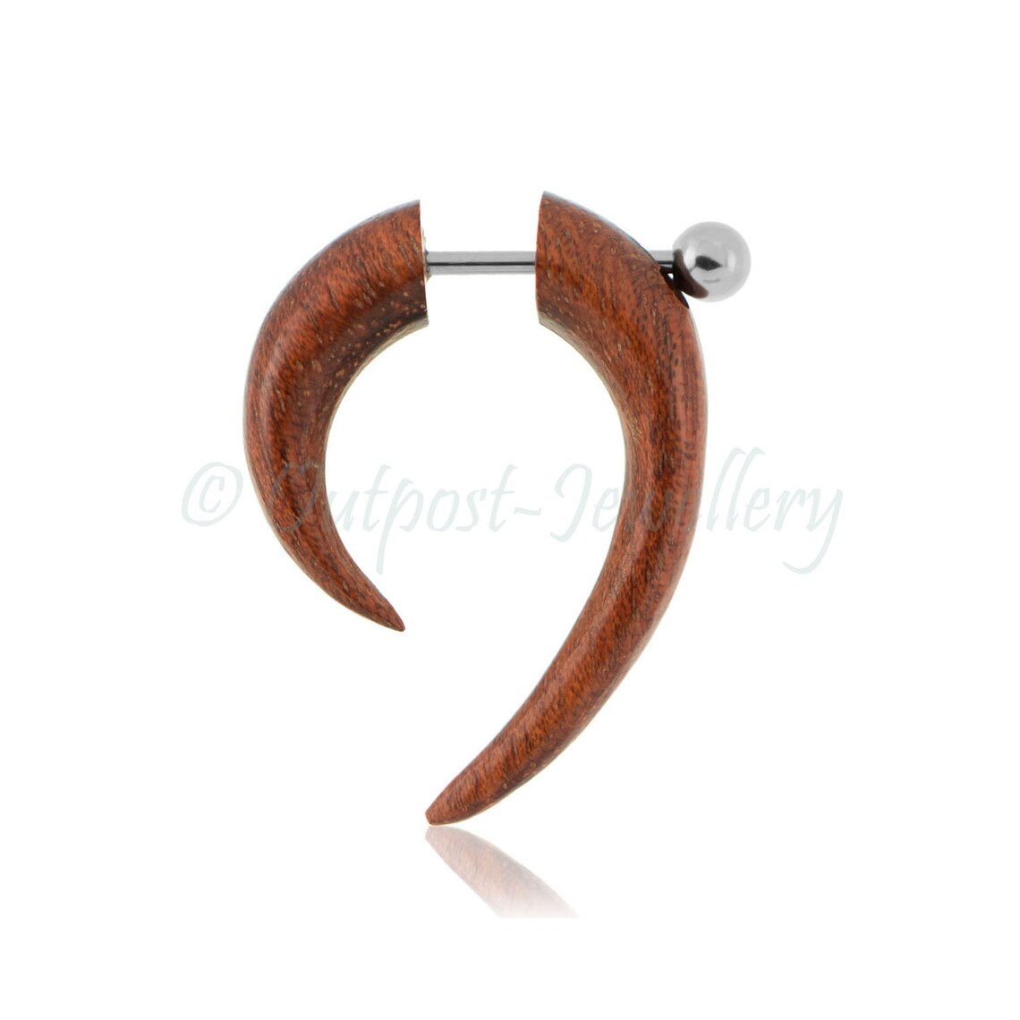 1 X Fake Ear Stretcher Blood Wood Thai Fish Hook Snake Tail Style ...