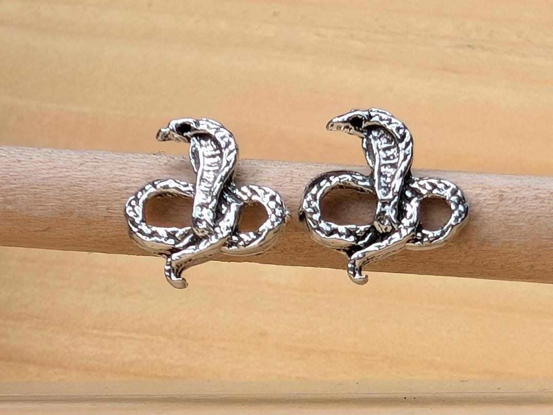 Small Cobra Snake Stud Earrings Style A27, Solid Sterling Silver ...