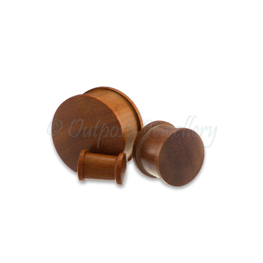 1 X Double Ridge End Wood Ear Lobe Plug Unusual Rosewood Design Gauge ...