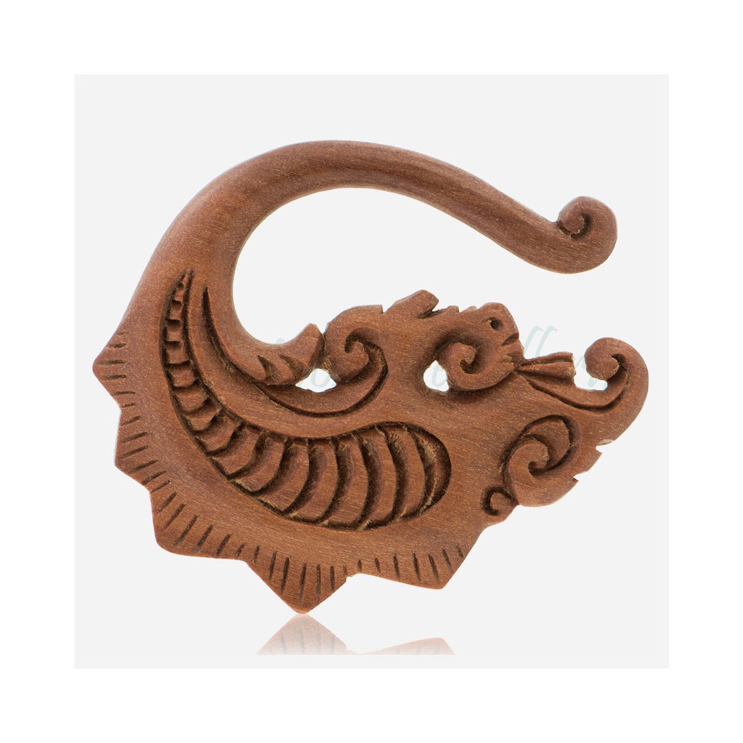 Bois sculpté poisson coy oreille cintre griffe talon plug - Etsy France