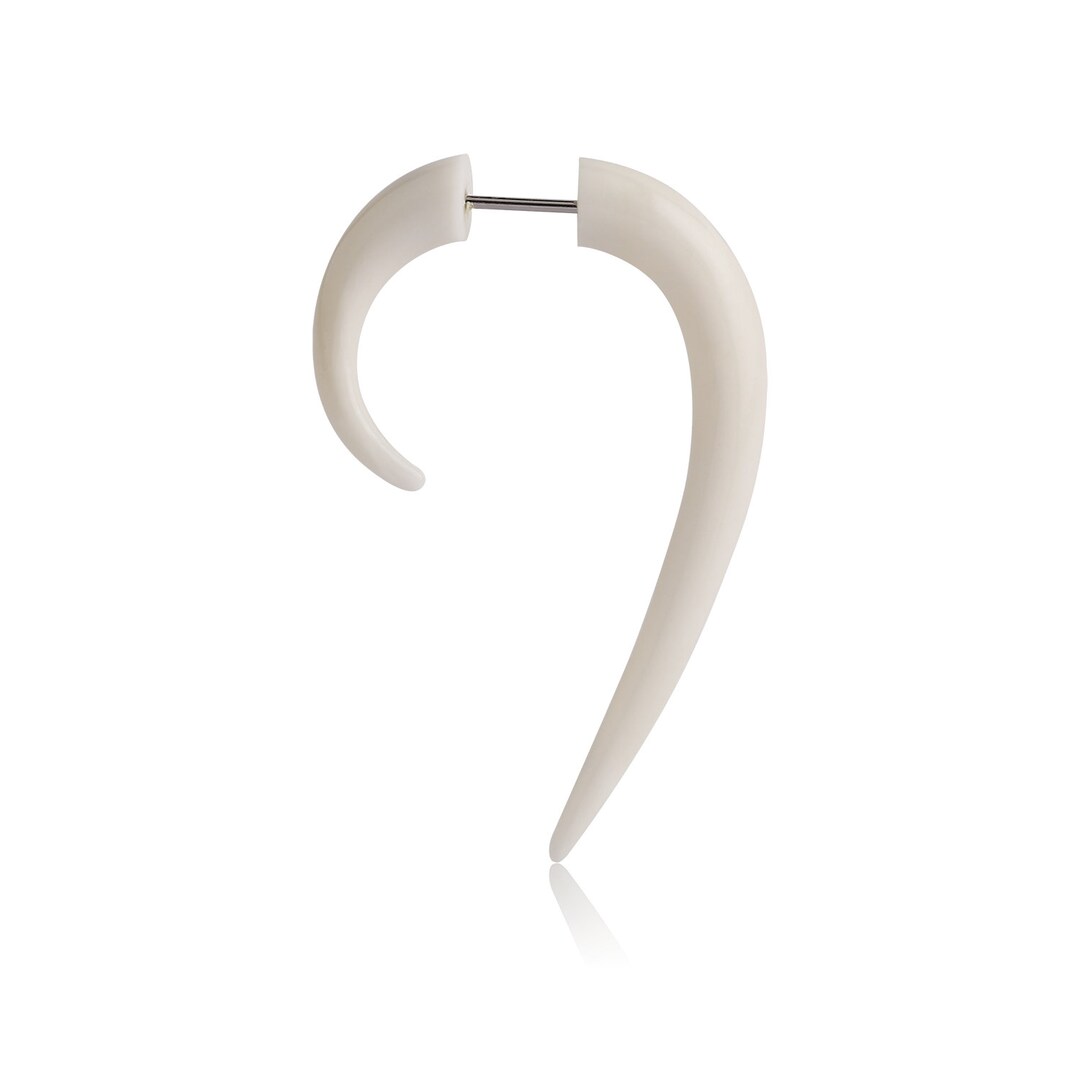 1 X Fake Fish Hook Ear Stretcher Carved Bone Plug Surgical Steel Stud ...