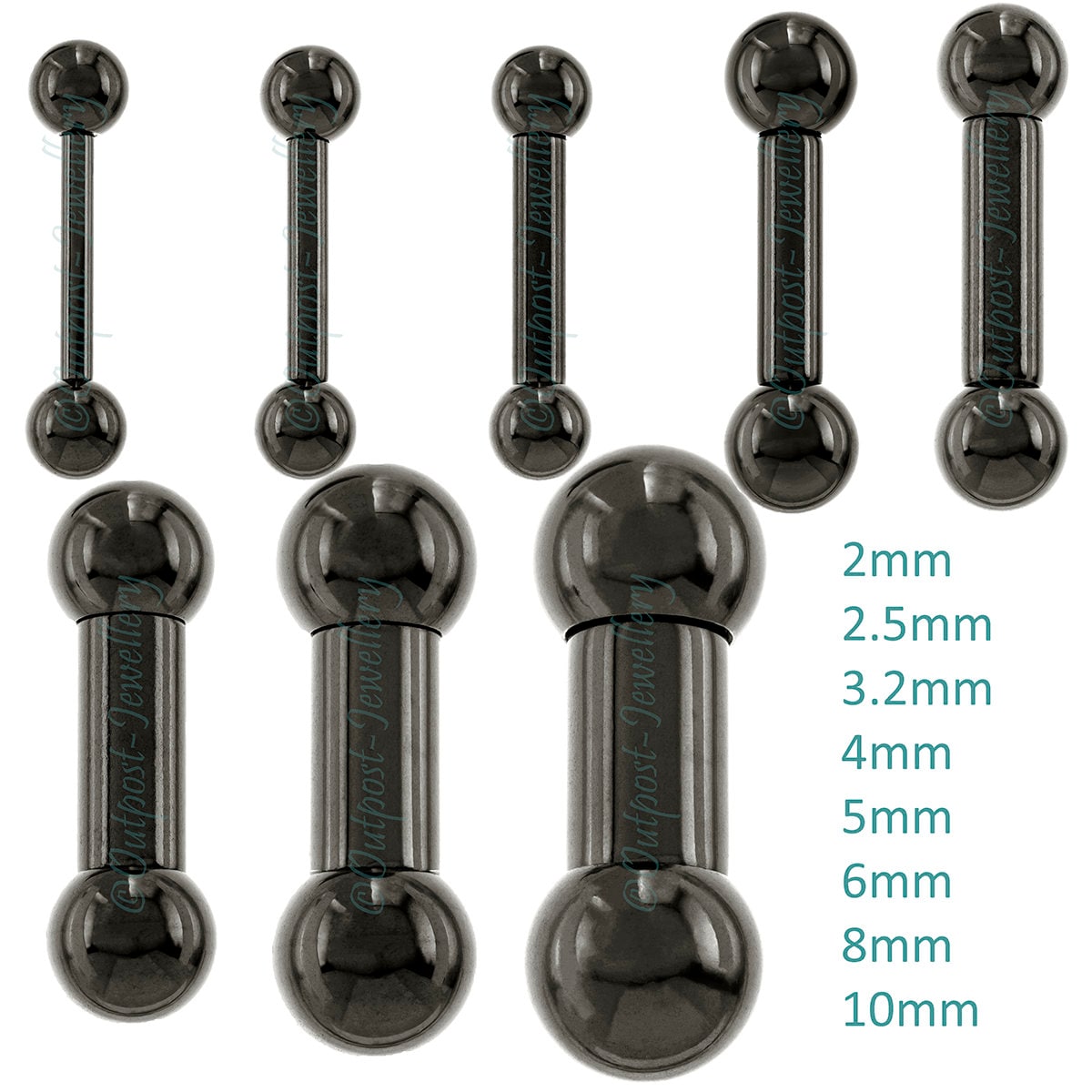 Purple Surgical Steel Heavy Gauge Barbell Large Straight Bar Anodised ...