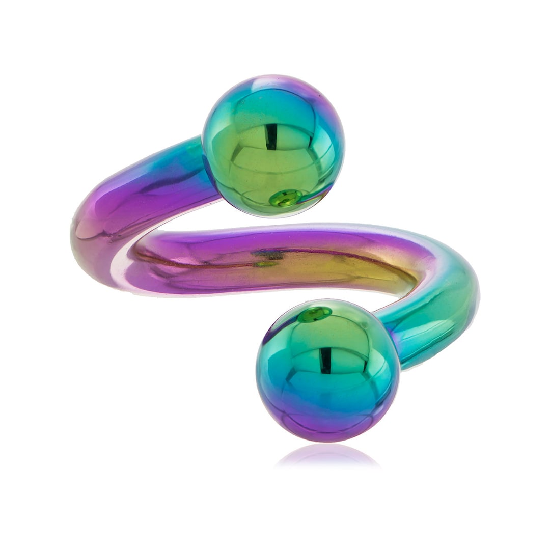 Spiral Barbell Rainbow Surgical Steel Heavy Gauge Large Twister ...