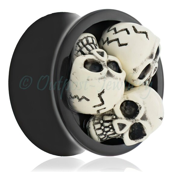 Silicone Double Flared Ear Plugs 5/8 Gauges Tunnels 2 Pairs Black ...