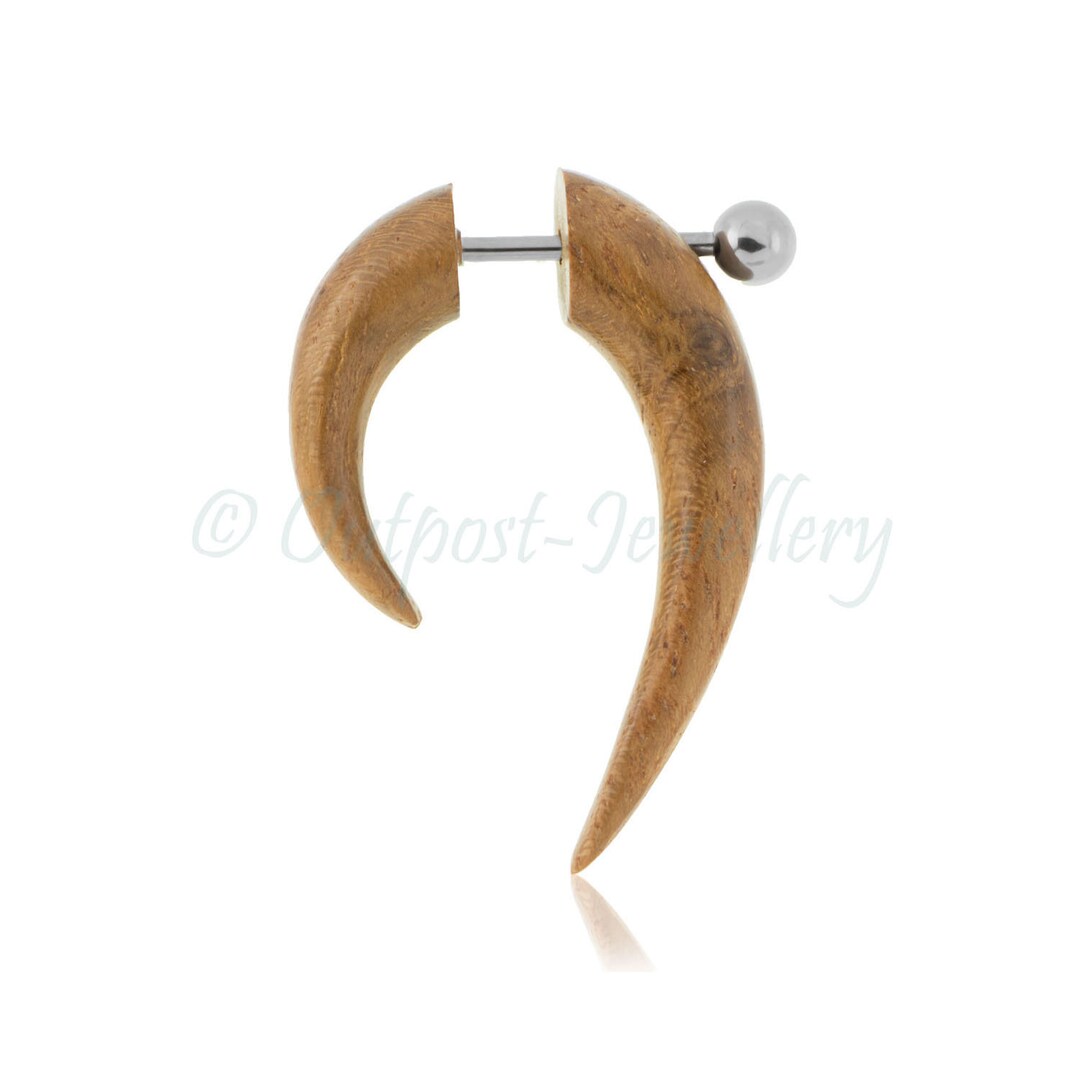 1 X Fake Ear Stretcher Teak Thai Fish Hook Snake Tail Style Expander ...