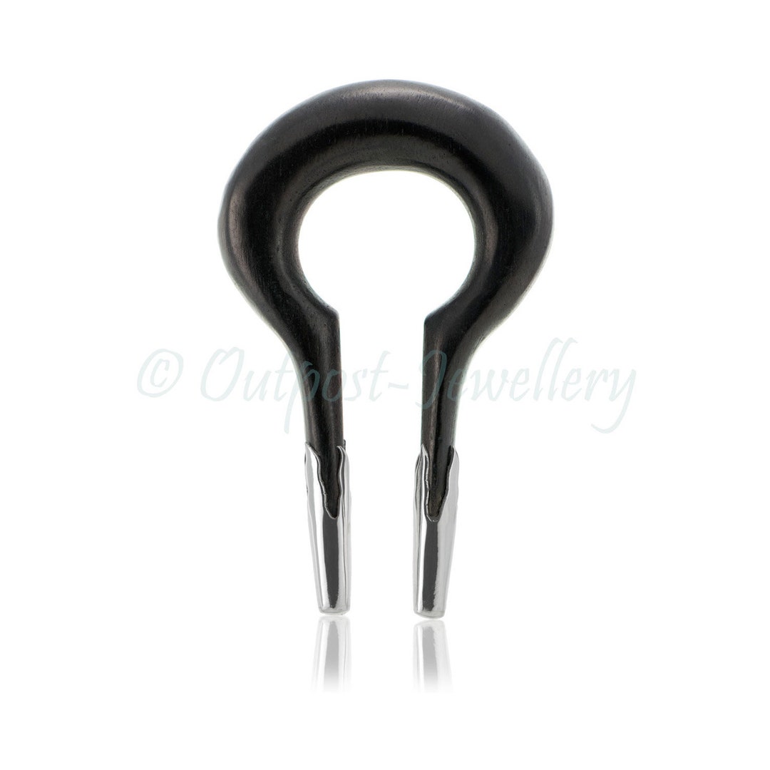 1 X Wood Ear Hanger With Sterling Silver Flame Tips Long Stretcher Body ...