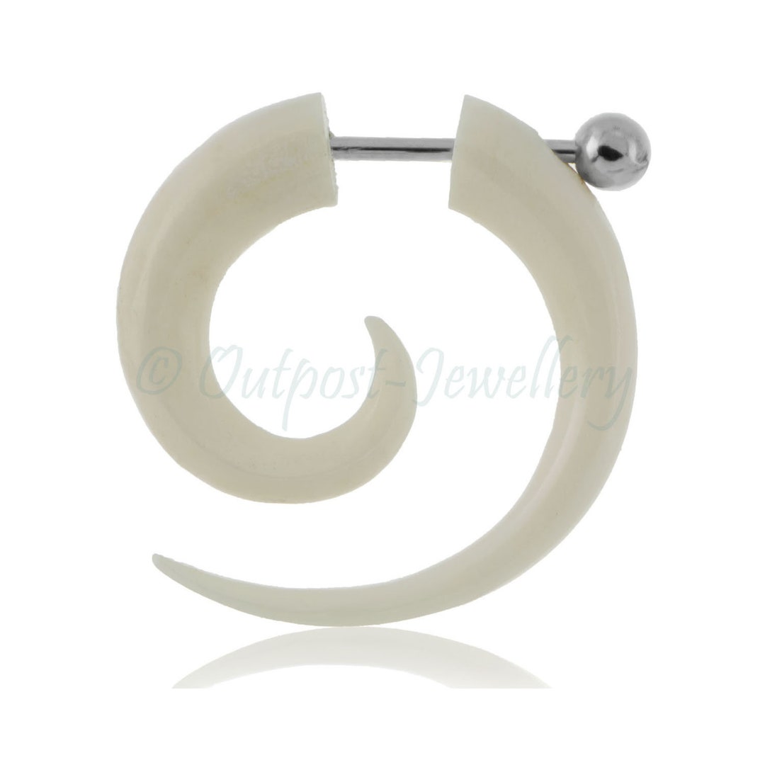 1 X Spiral Fake Ear Stretcher Carved Bone Expander Taper Plug Surgical ...