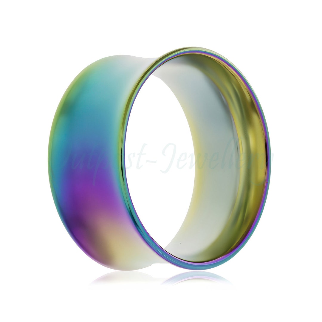 1x Rainbow Double Flare Flesh Tunnel With Oring Surgical Steel Size 2 ...