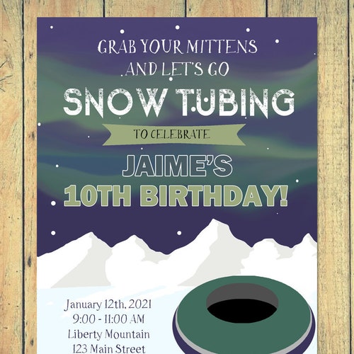 Snow Tubing Invitation Birthday Party INSTANT DOWNLOAD Tube - Etsy