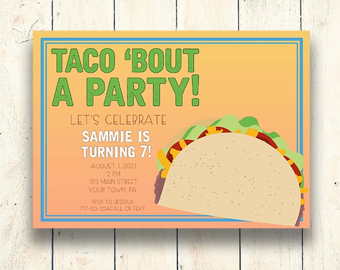 Editable Taco Birthday Invitation Template - Taco Invitation, Fiesta ...