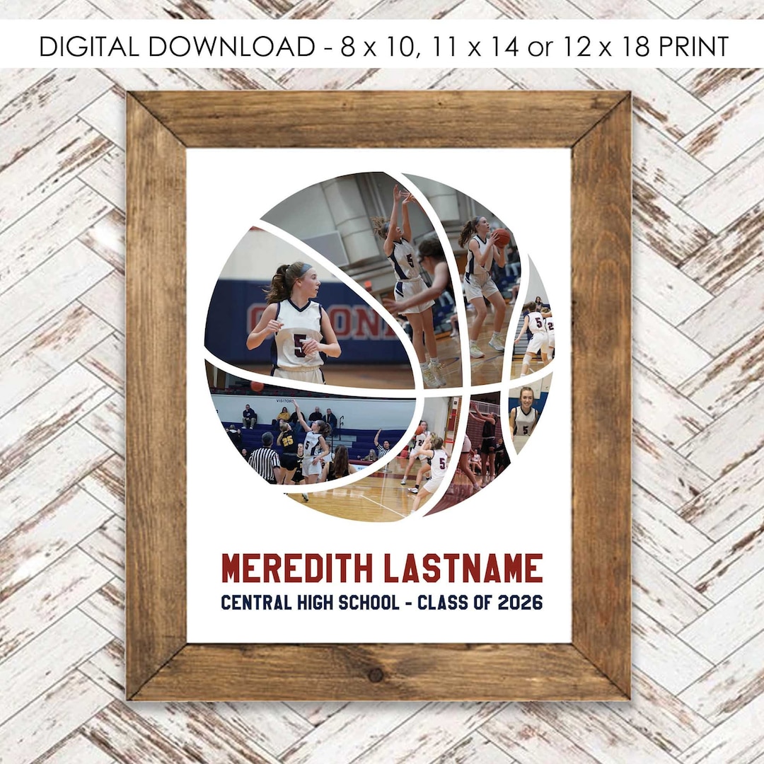 PRINTABLE Custom Basketball Photo Collage Senior Night Coach Gift ...