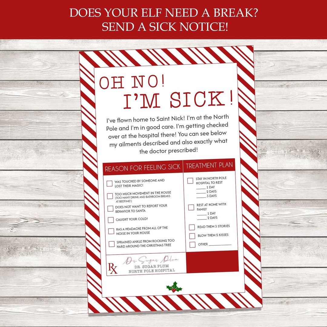 Elf Printable - Elf I'm Sick Note - Elf Ideas - Elf Forgot to Move ...
